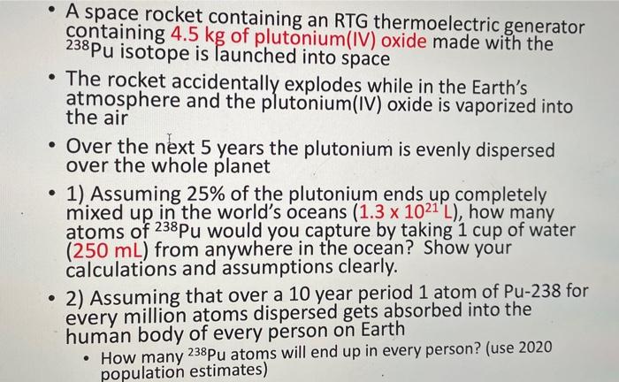 Solved - A space rocket containing an RTG thermoelectric | Chegg.com