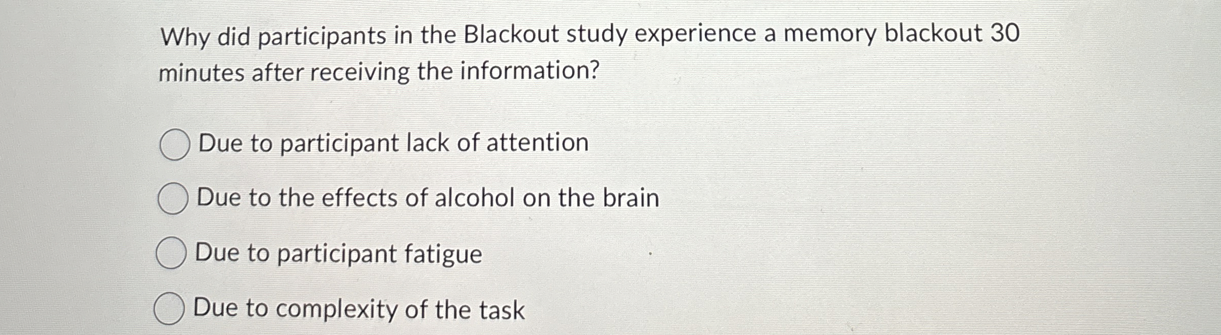 Solved Why did participants in the Blackout study experience | Chegg.com