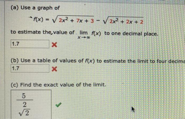 Solved (a) Use a graph of *F(x) = 2x2 + 7x + 3 = 2x2 + : 2x2 | Chegg.com