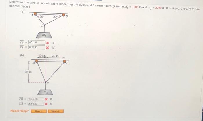 Solved Determine the tension in each cable supporting the | Chegg.com