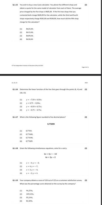 Solved MULTIPLE-CHOICE QUESTIONS: Select one correct answer | Chegg.com