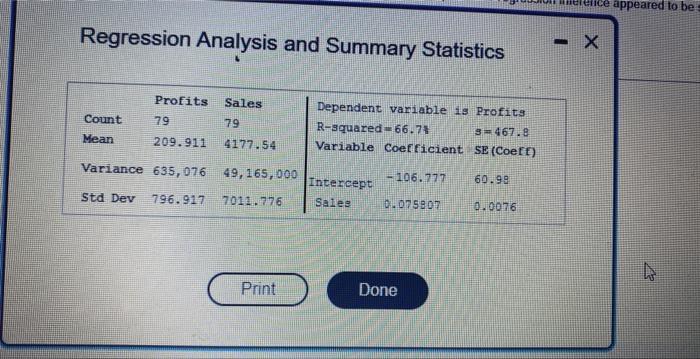 Solved Regression Analysis and Summary StatisticsA business | Chegg.com