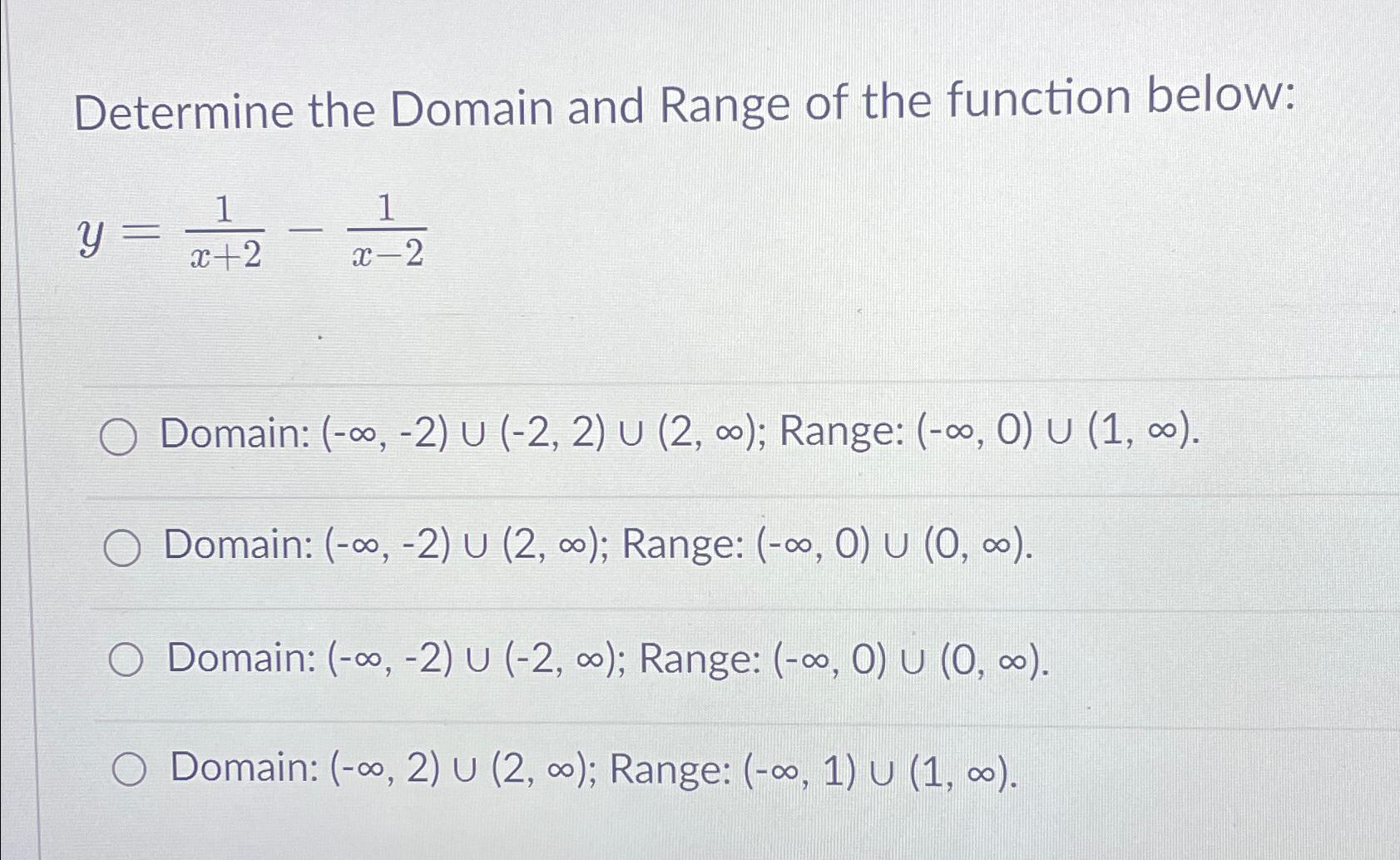 Solved Determine the Domain and Range of the function | Chegg.com