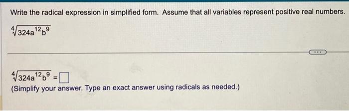 Solved Write the radical expression in simplified form. | Chegg.com
