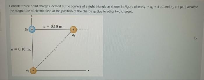 Solved Consider three point charges located at the corners | Chegg.com
