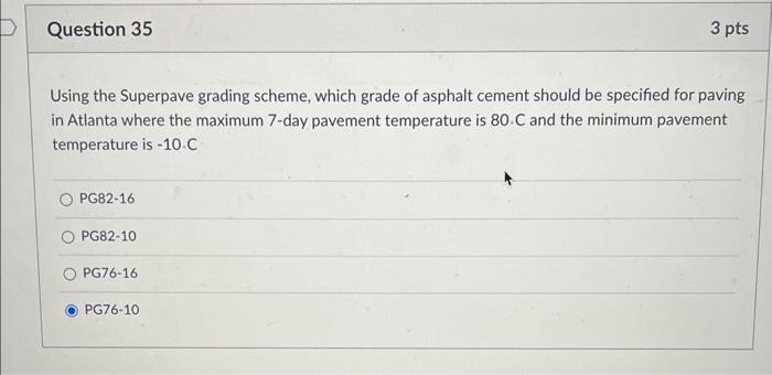 Solved Using the Superpave grading scheme, which grade of | Chegg.com