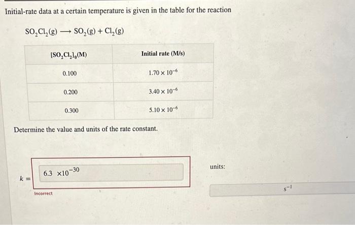 Solved Initial Rate Data At A Certain Temperature Is Given