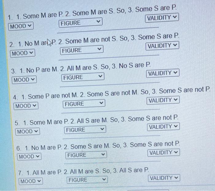1. 1. Some M are P. 2. Some M are S. So, 3. Some S | Chegg.com