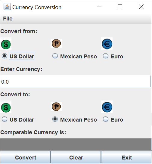 Solved Make ConvertFrame.java and ConvertApp.java.Currency | Chegg.com