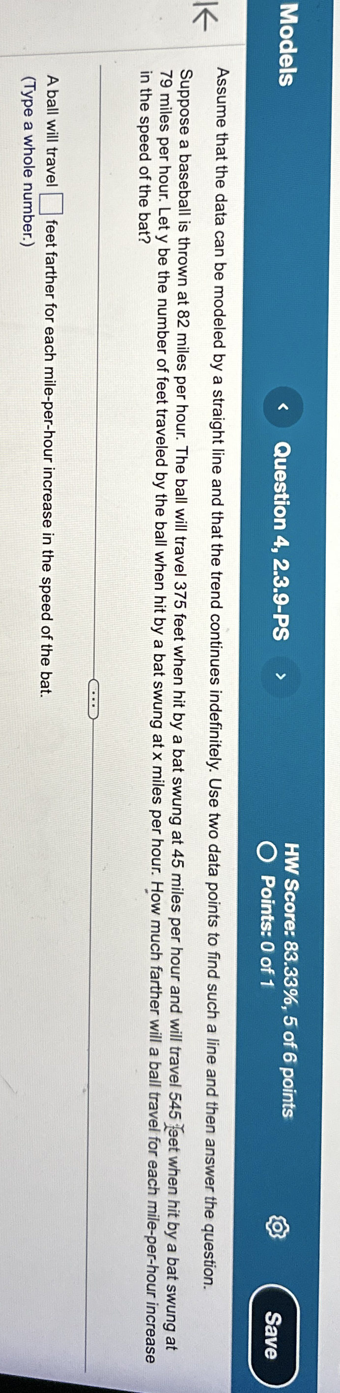 Solved ModelsQuestion 4, 2.3.9-PSHW Score: 83.33%, 5 ﻿of 6 | Chegg.com