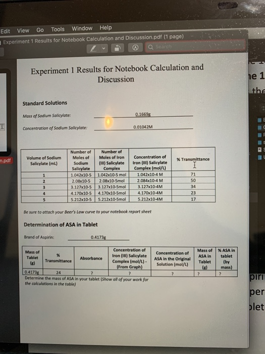 Solved how do i find the concentration of ASA in the | Chegg.com