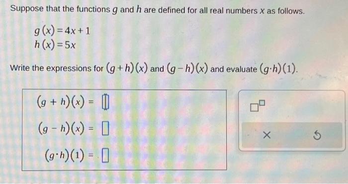 Solved Suppose that the functions g and h are defined for | Chegg.com