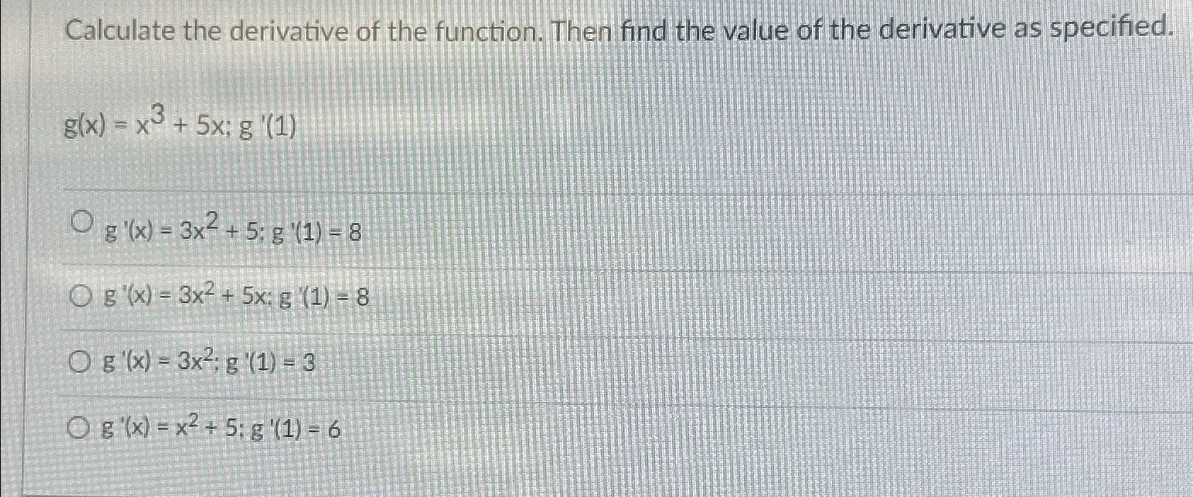 Solved Calculate the derivative of the function. Then find | Chegg.com