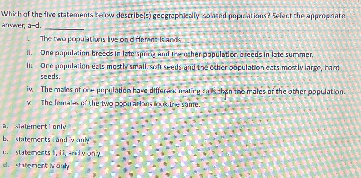 Solved Which Of The Five Statements Below Describe S
