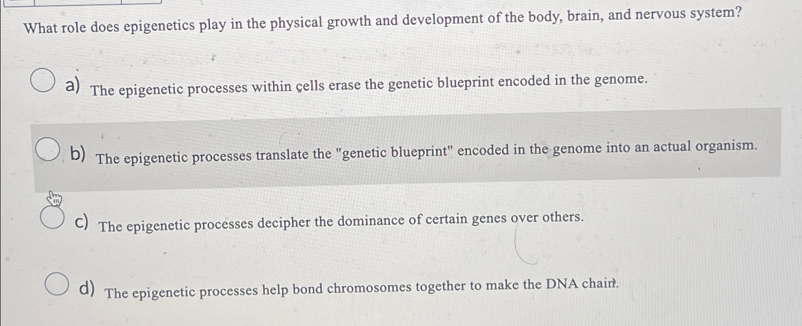 Solved What role does epigenetics play in the physical | Chegg.com