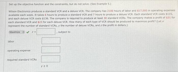 Solved Set up the objective function and the constraints, | Chegg.com