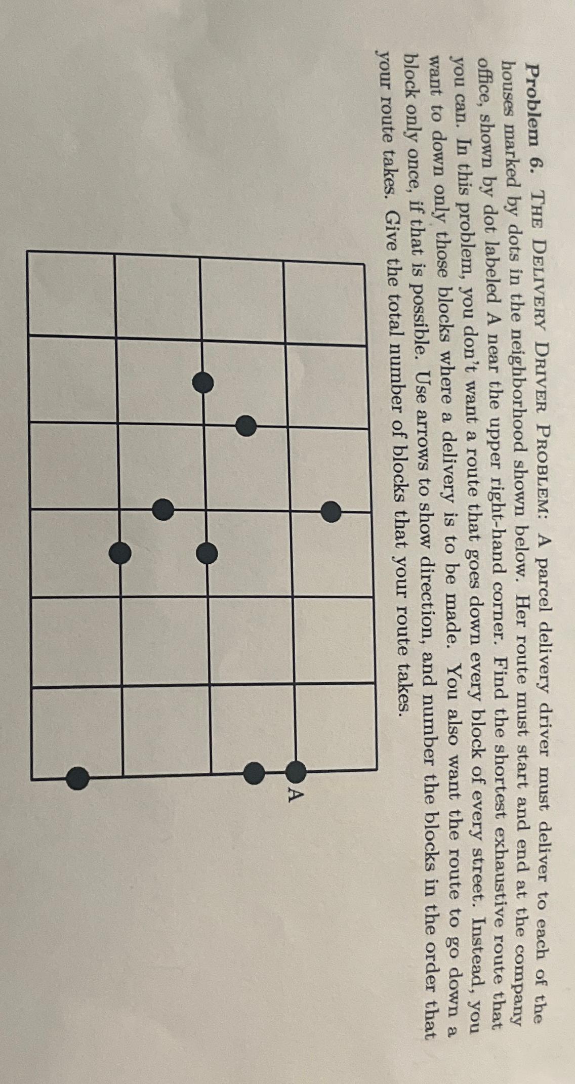 Solved Problem 6. ﻿The Delivery Driver Problem: A parcel | Chegg.com