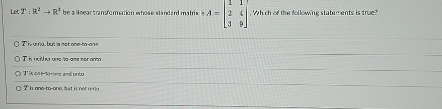 Solved Let T:R2→R3 ﻿be a linear transformation whose | Chegg.com