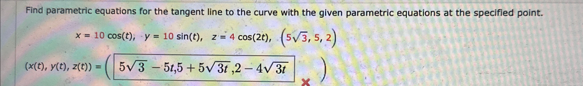 Solved Find parametric equations for the tangent line to the | Chegg.com