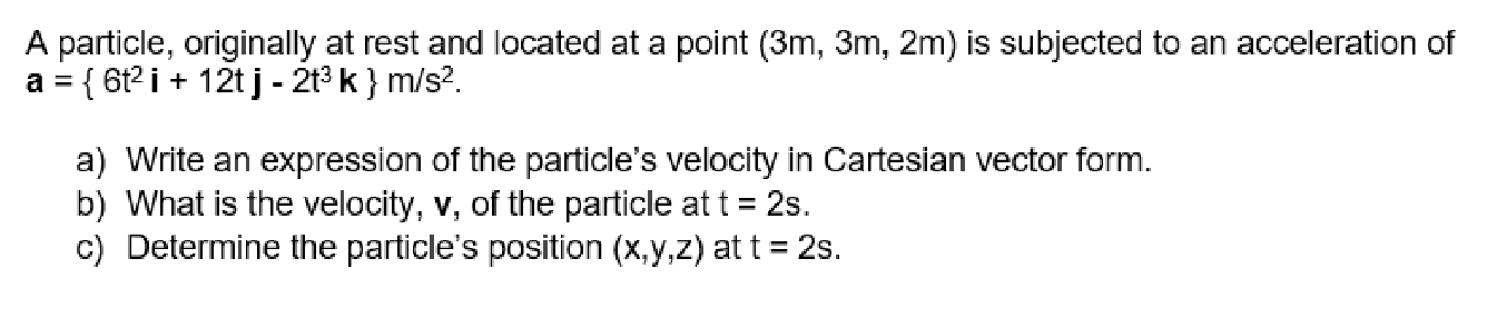 Solved A particle, originally at rest and located at a point | Chegg.com
