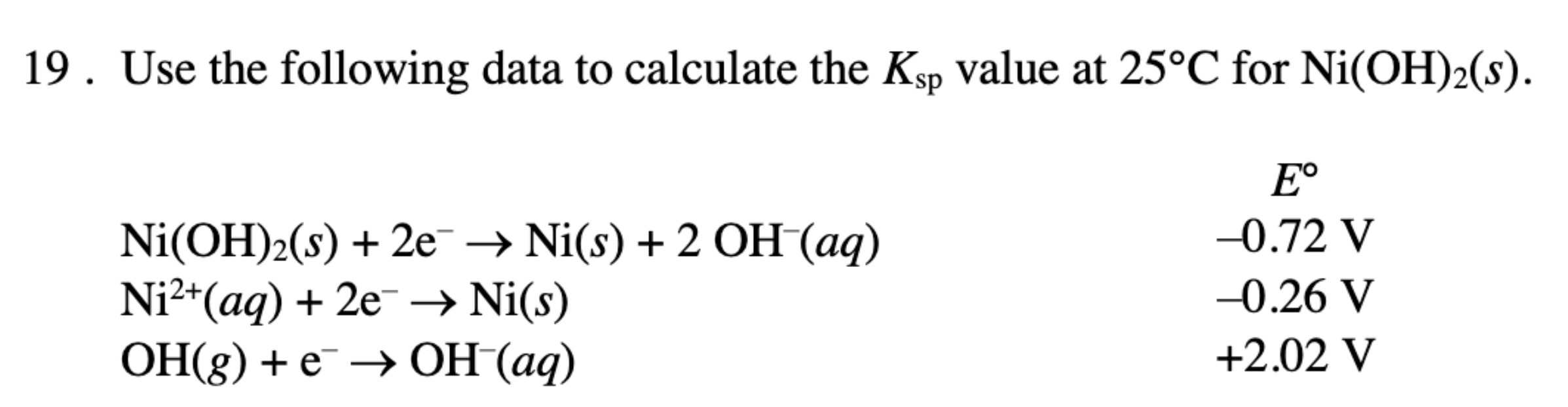 Use the following data to calculate the Ksp ﻿value | Chegg.com