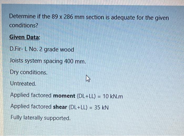 Solved Determine if the 89×286 mm section is adequate for | Chegg.com