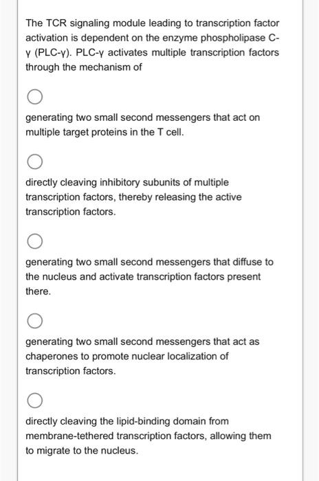 Solved The TCR signaling module leading to transcription | Chegg.com