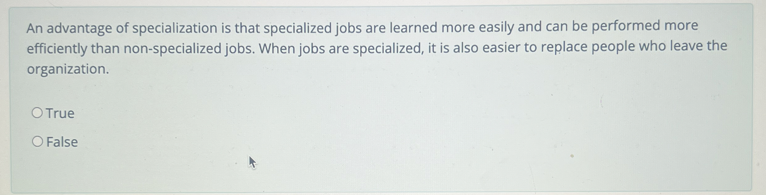 Solved An advantage of specialization is that specialized | Chegg.com