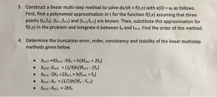3. Construct a linear multi-step method to solve | Chegg.com