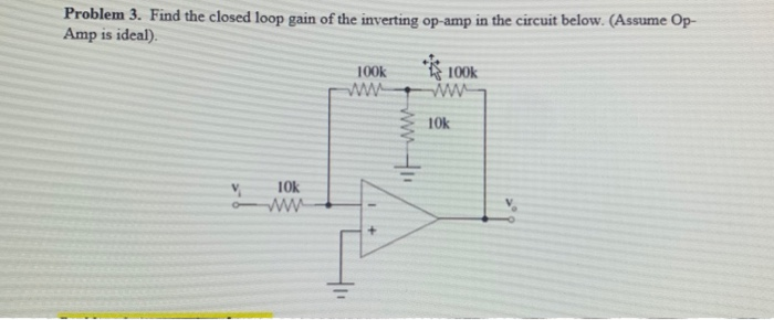 Solved Problem 3. Find the closed loop gain of the inverting | Chegg.com