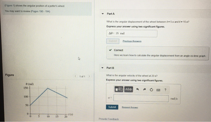 Solved (Figure 1) shows the angular position of a potter's | Chegg.com