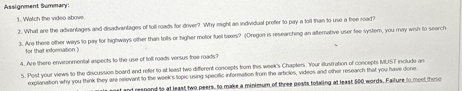 Solved Assignment Summary:Watch the video aboveWhat are the | Chegg.com