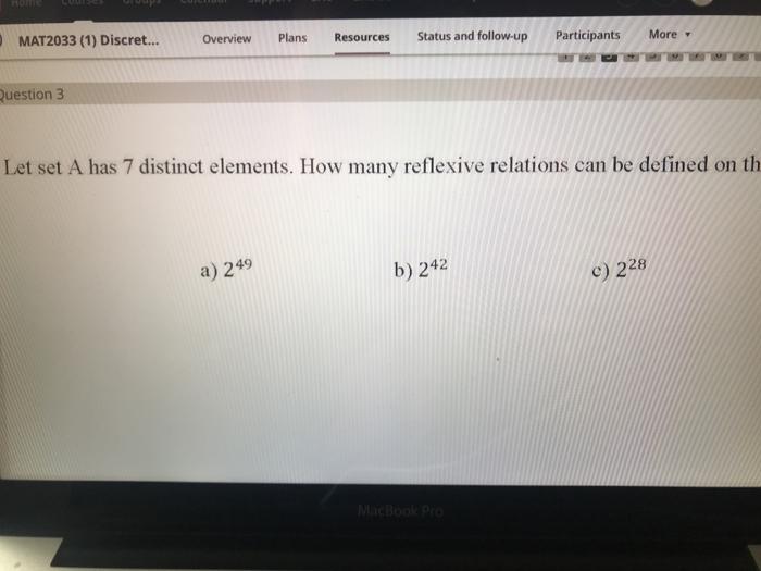 Solved MAT2033 (1) Discret... Overview Plans Resources | Chegg.com