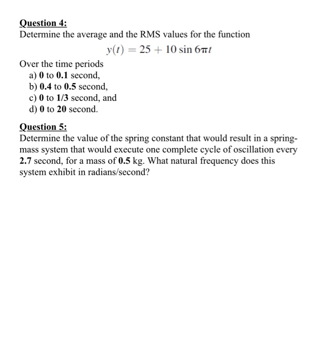 Solved Question 4: Determine the average and the RMS values | Chegg.com