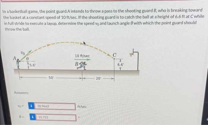Solved In a basketball game, the point guard A intends to | Chegg.com
