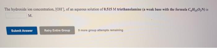 Solved The hydroxide ion concentration. [OH), of an aqueous | Chegg.com