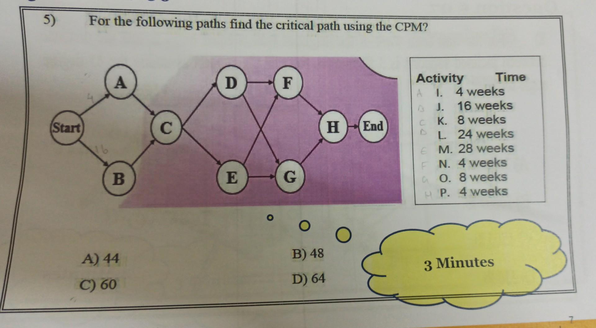 Solved For the following paths find the critical path using | Chegg.com