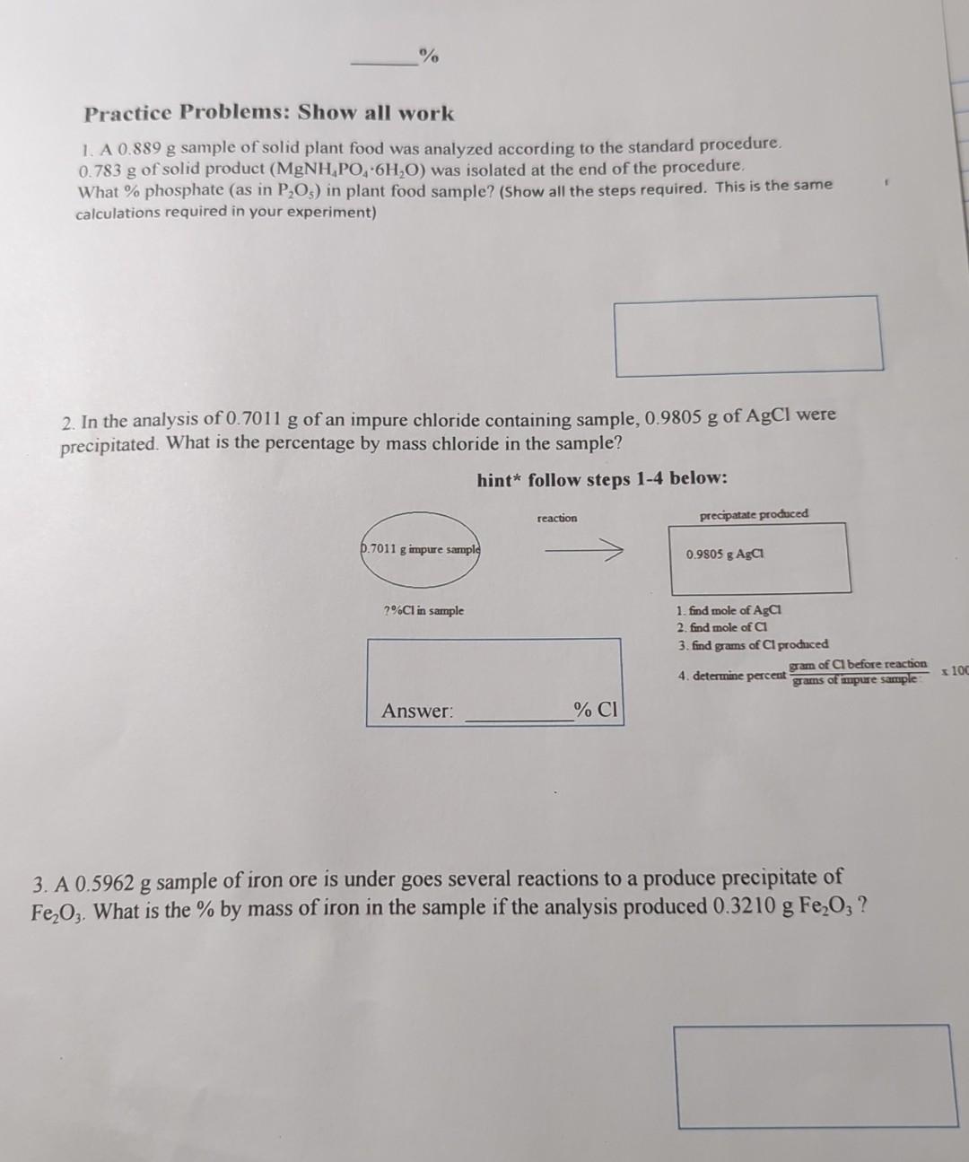Solved Gravimetric Analysis- % Phosphorus in Plant food 5 | Chegg.com