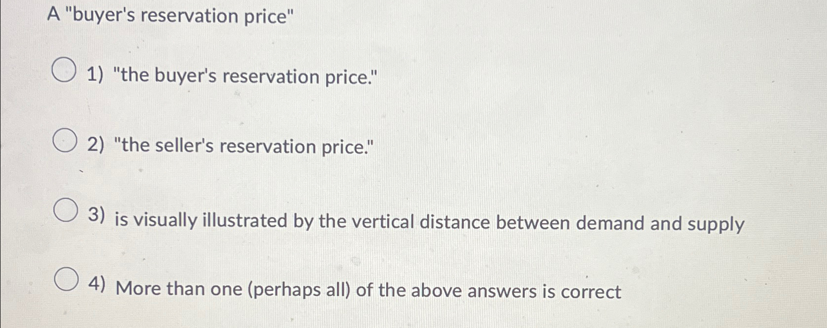 Solved A "buyer's reservation price""the buyer's reservation | Chegg.com