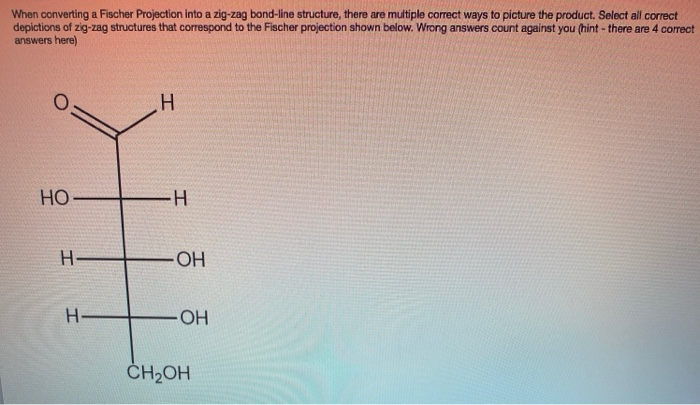 Solved When converting a Fischer Projection into a zig-zag | Chegg.com