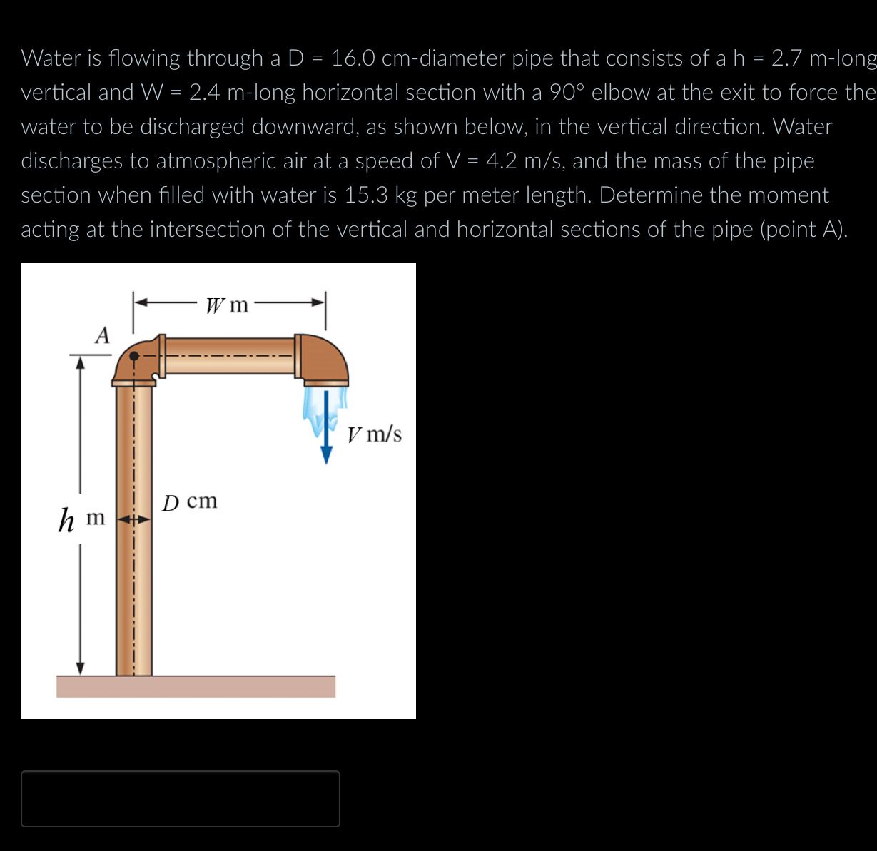 Solved by an EXPERT Water is flowing through a D=16.0cm-diameter pipe | Chegg.com