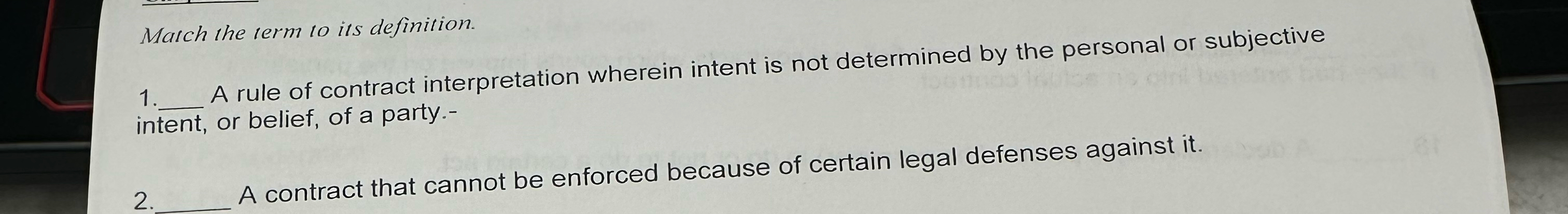 Solved Maich the term to its definition.A rule of contract | Chegg.com