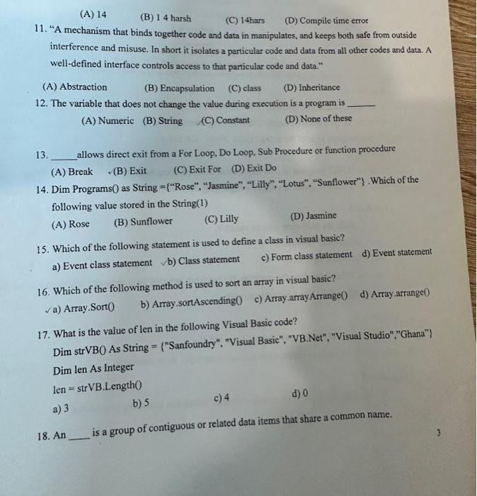Solved (A) 14 (B) 14 harsh (C) 14 hars (D) Compile time | Chegg.com