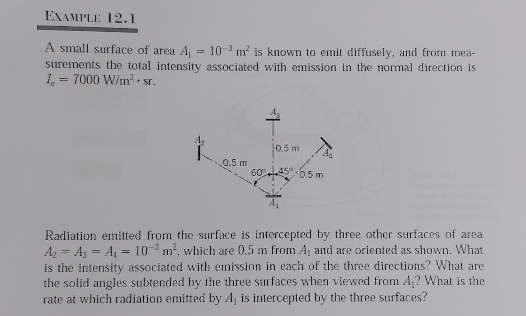 A small surface of area A1=10−3 m2 is known to emit | Chegg.com