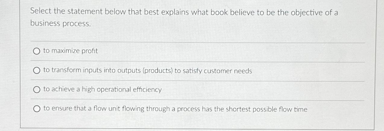 Solved Select the statement below that best explains what | Chegg.com