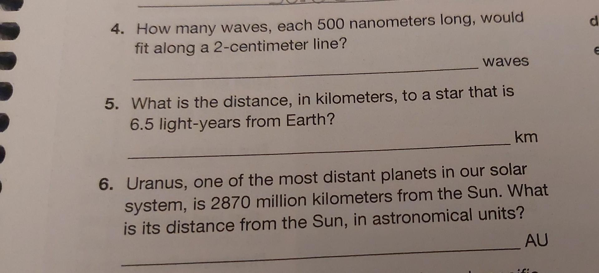 Solved d 4. How many waves, each 500 nanometers long, would | Chegg.com