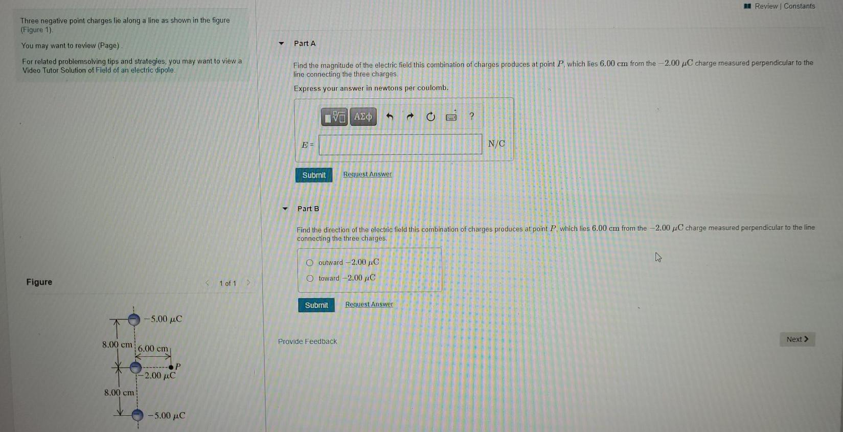 Solved Review Constants Three negative point charges lie | Chegg.com