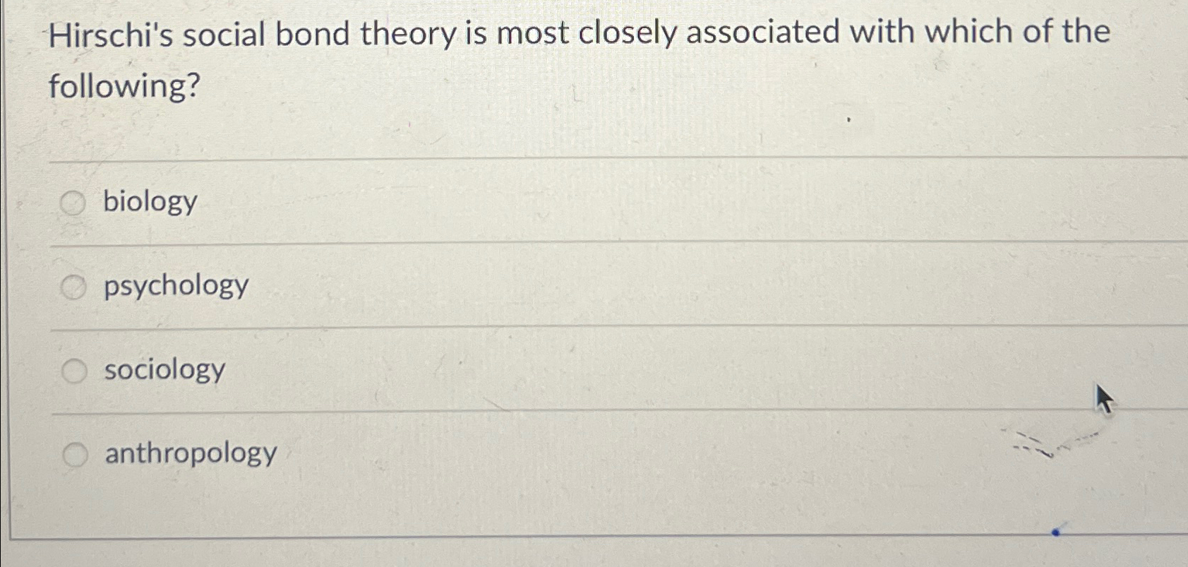 Solved Hirschi's social bond theory is most closely | Chegg.com