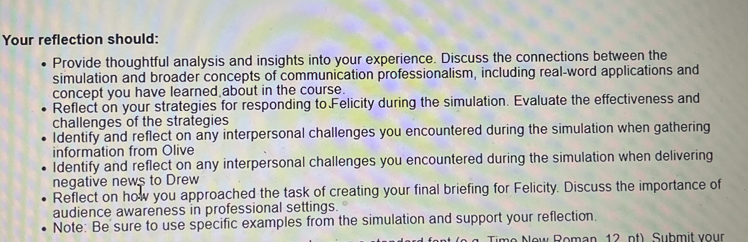 Solved Your reflection should:Provide thoughtful analysis | Chegg.com