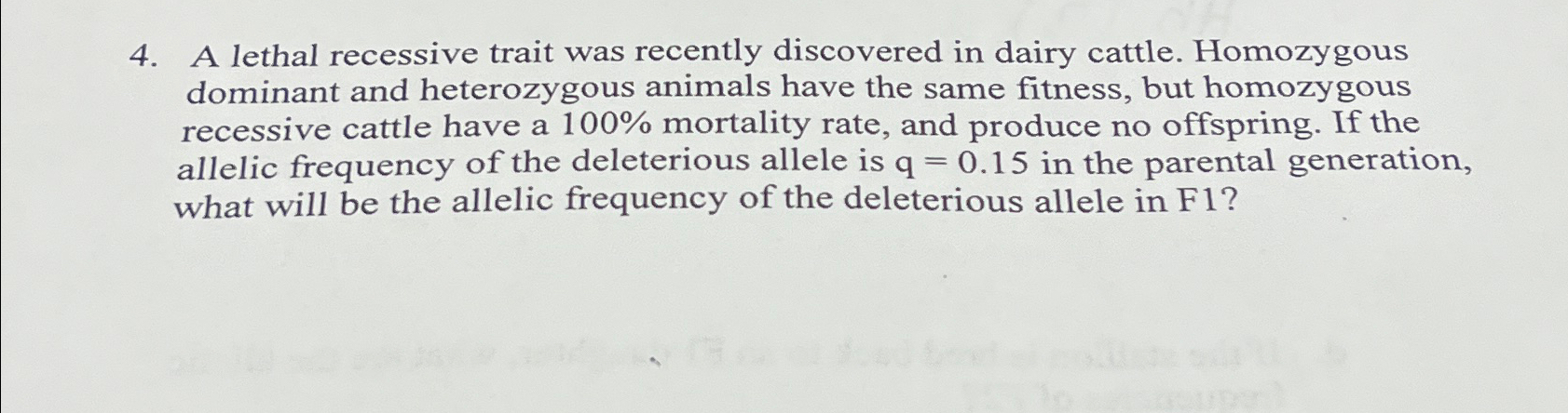 Solved A lethal recessive trait was recently discovered in | Chegg.com
